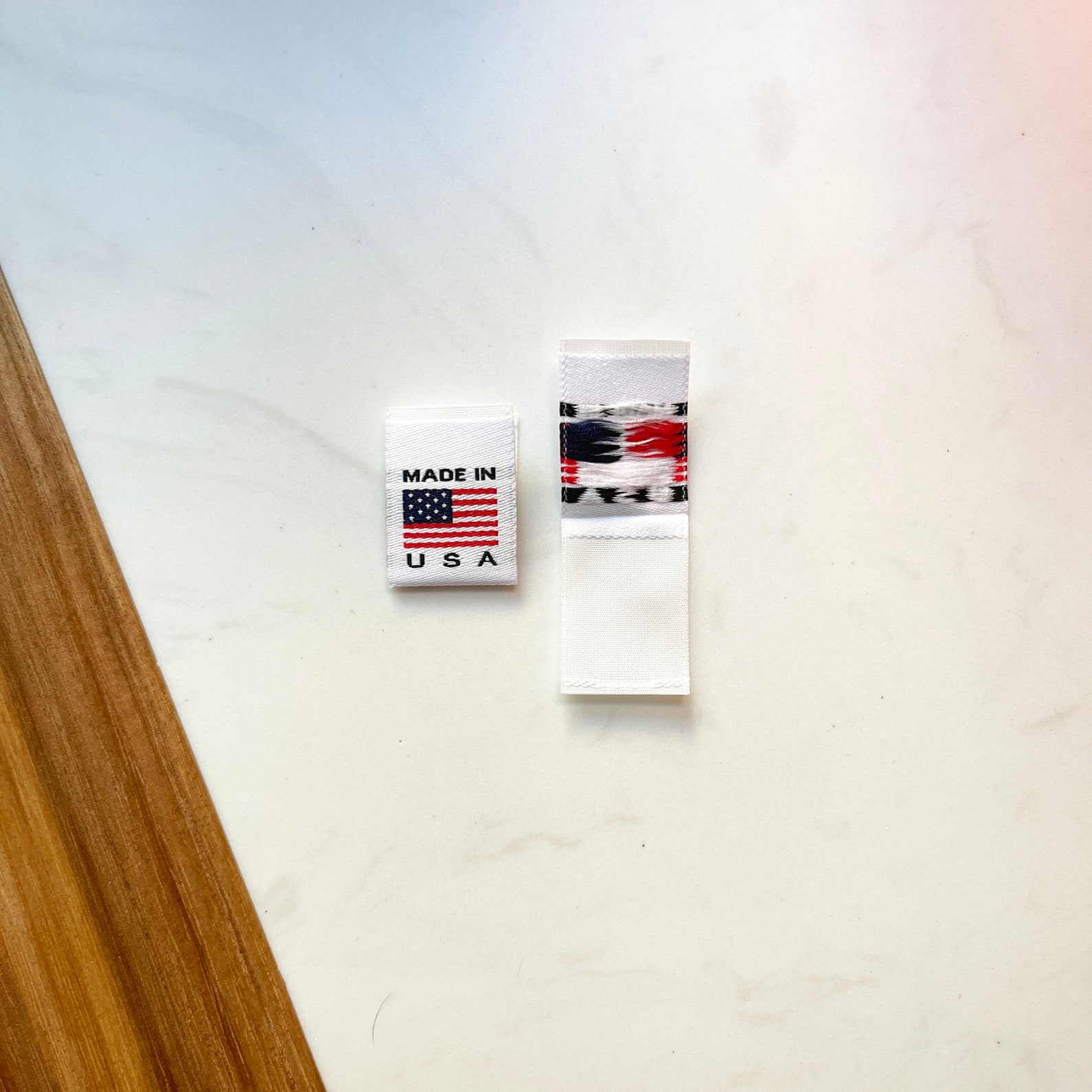 Made in USA Country of Origin Woven Labels Damask in White Beige or ...