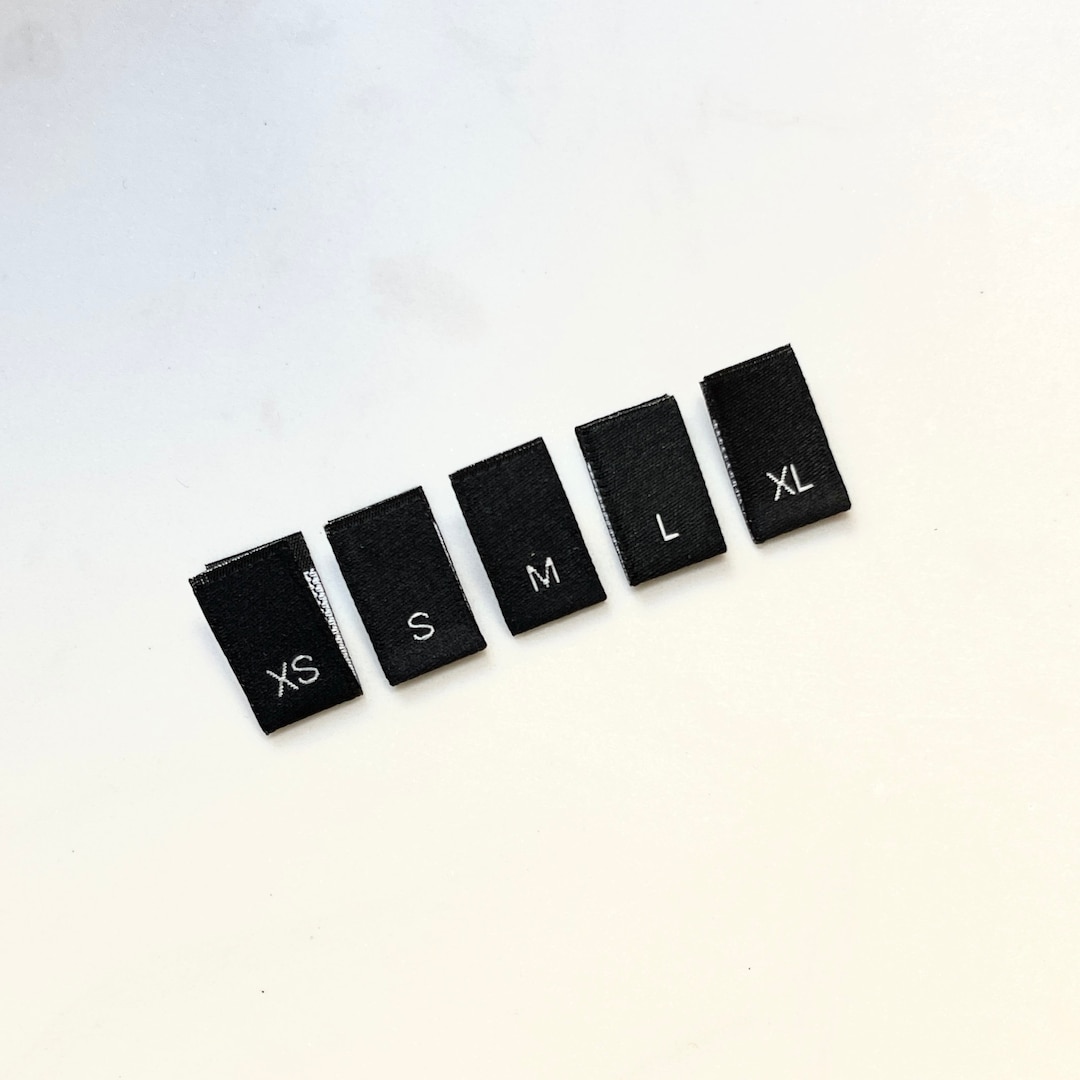 Woven Damask Clothing High Quality Damask Size Labels Tabs Black (XS, S ...