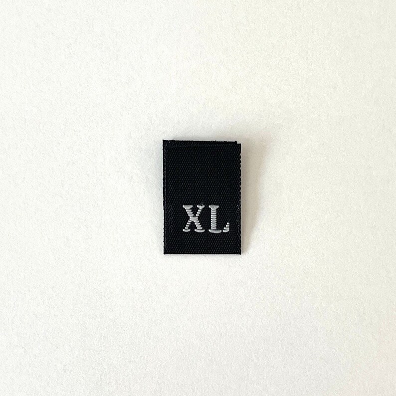 Woven Clothing Size Taffeta Labels Tabs Black (XS, S, M, L, XL, XXL ...