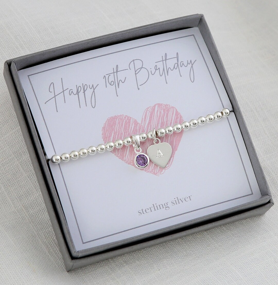 16th Birthday Beaded Birthstone Bracelet Girls 16th Silver - Etsy