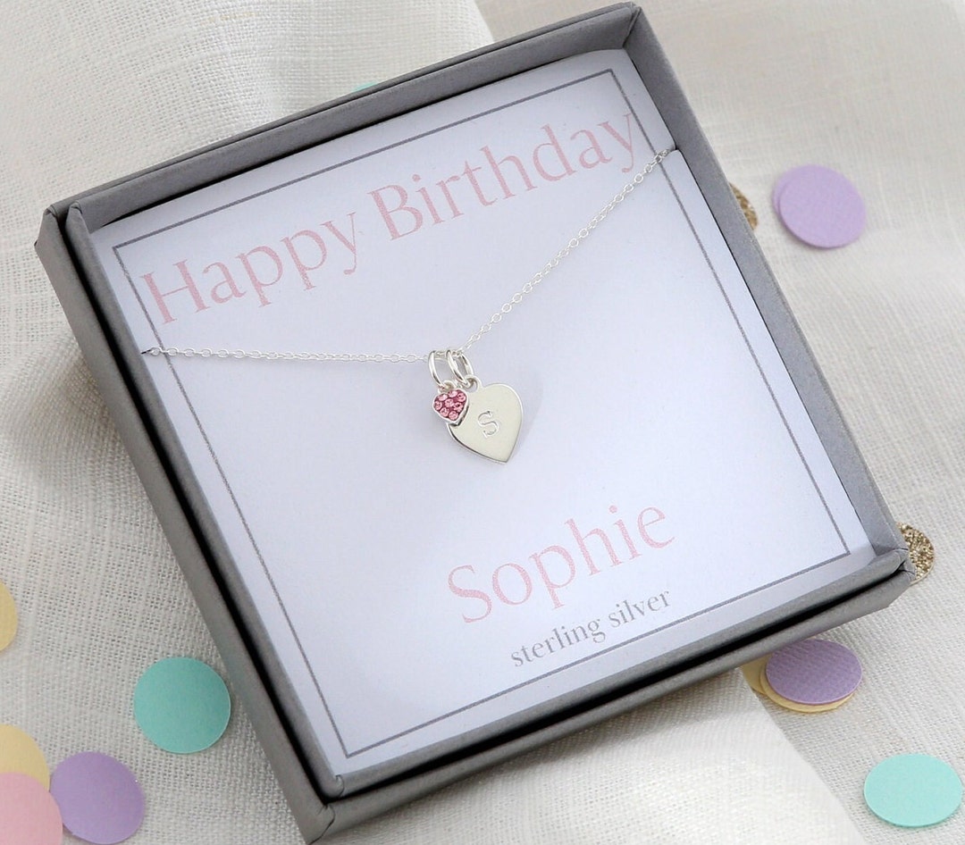 Girls Silver Heart Necklace, Personalised Necklace for Girls, Gift for ...