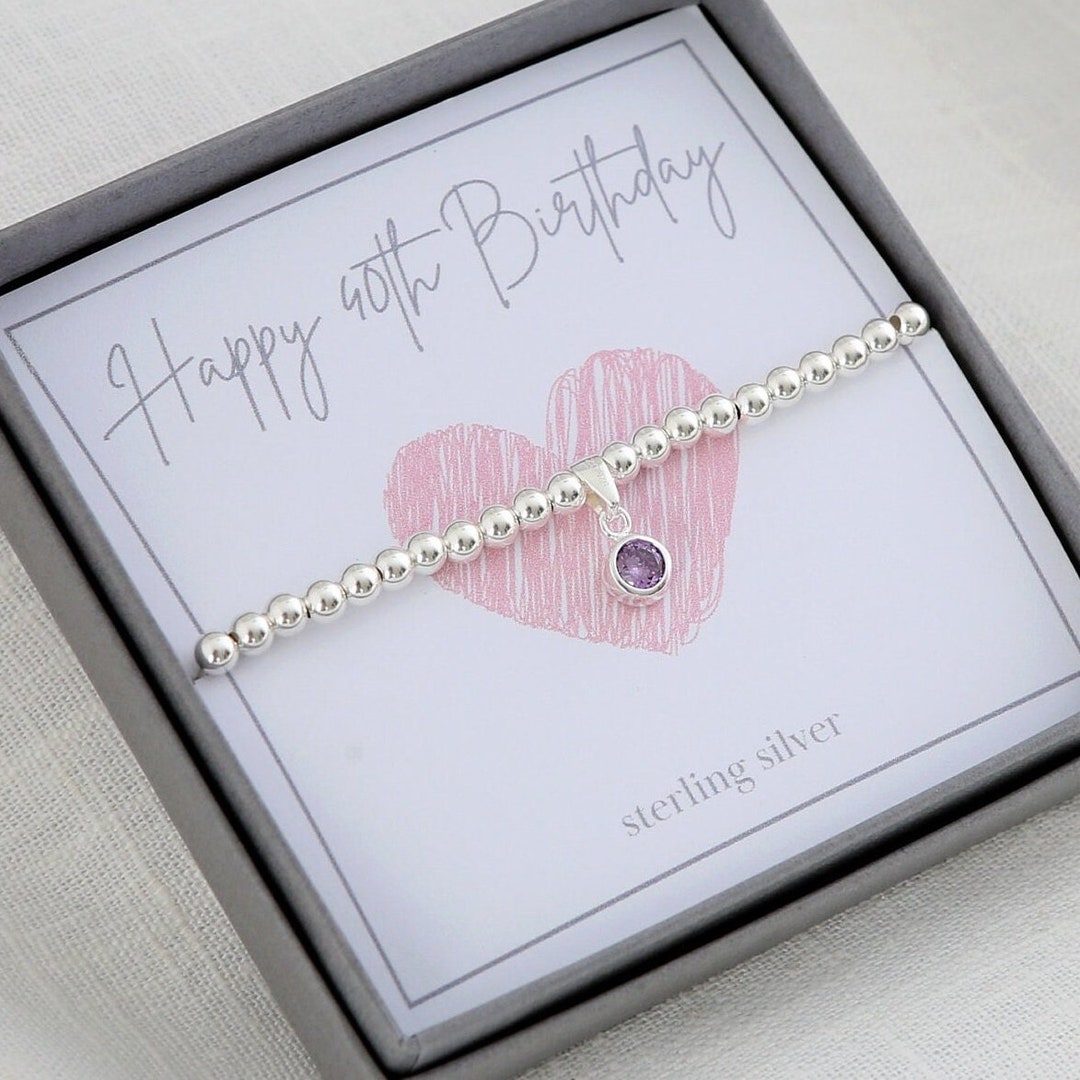 Silver 40th Beaded Bracelet, Women's 40th Silver Bead Bracelet , 40th ...