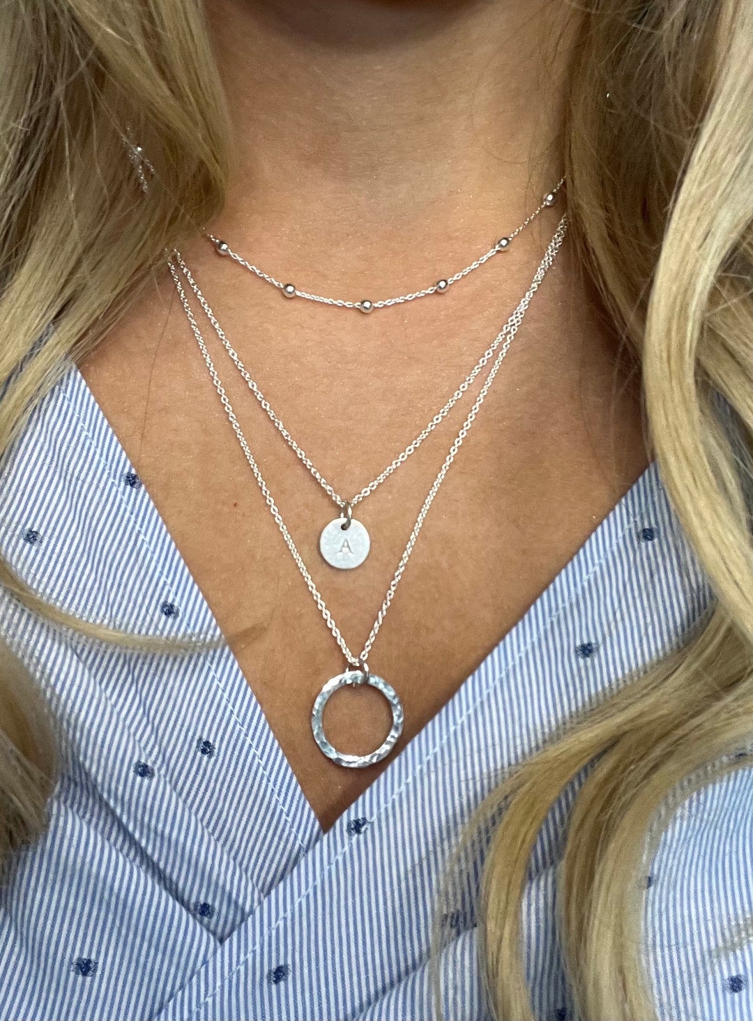 Silver Layered Necklace Set, Three Silver Layering Necklaces, Dainty ...