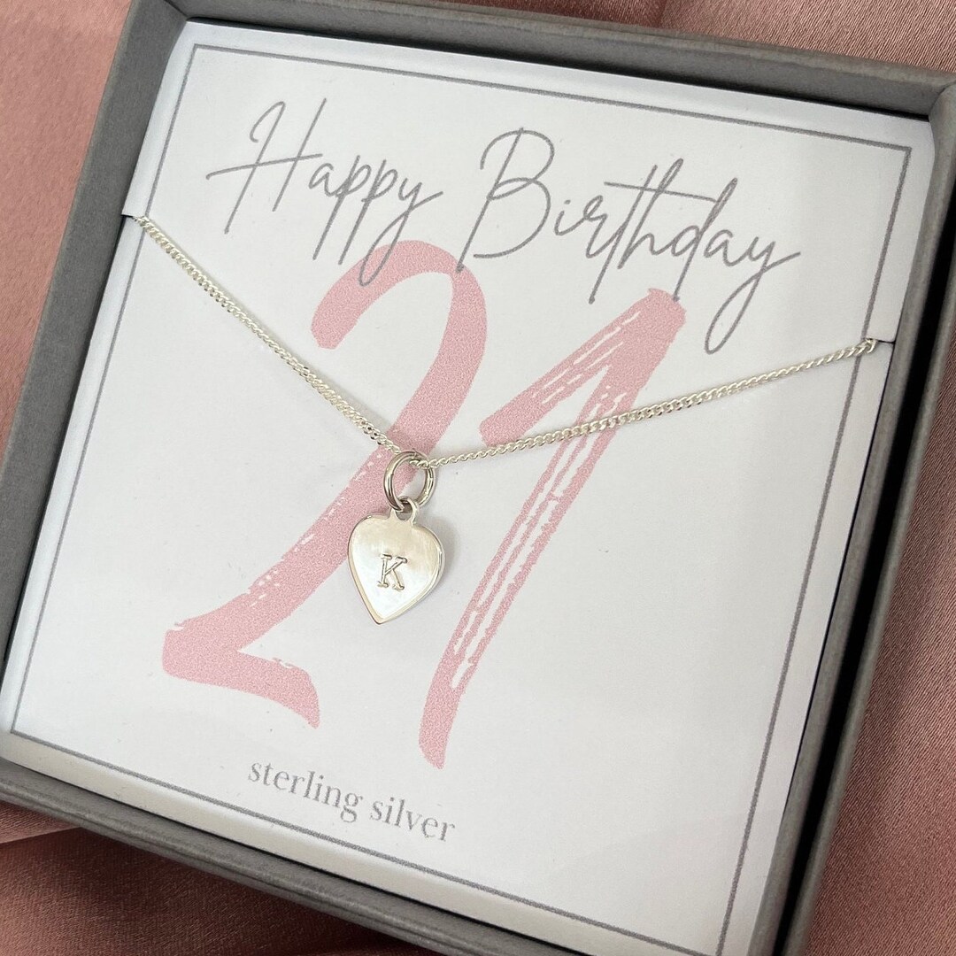 21st Birthday Necklace, Personalised 21st Heart Shaped Pendant ...