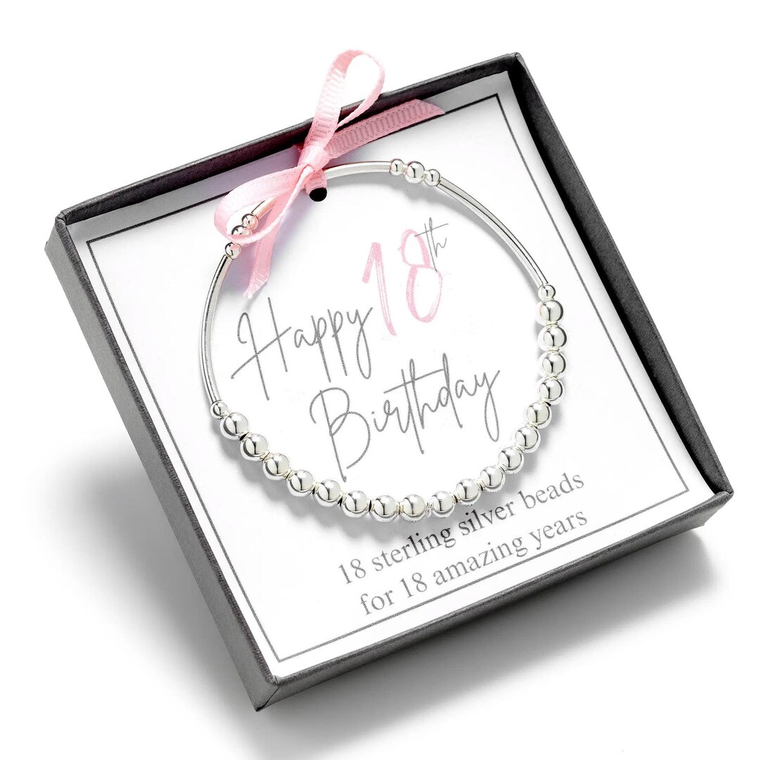 18th Birthday Beaded Bracelet, Girls 18th Silver Beaded Bracelet, Girls ...