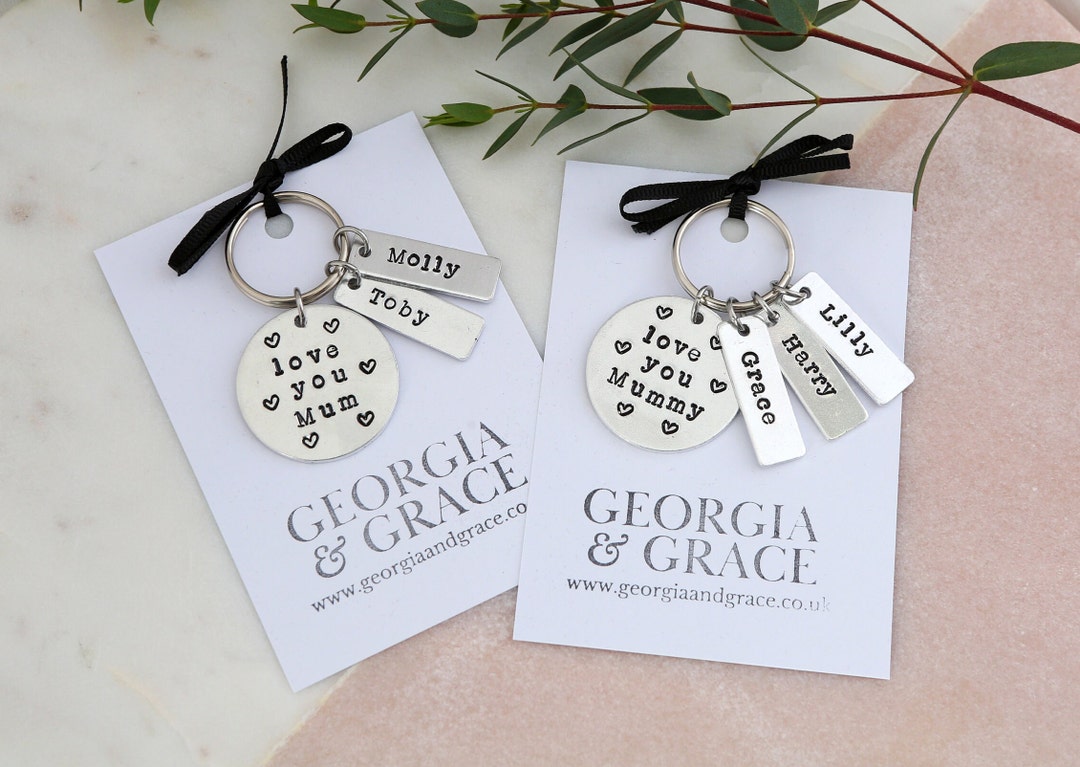 Mum Keyring Mums Keys Gift for Mum Children's Name - Etsy UK