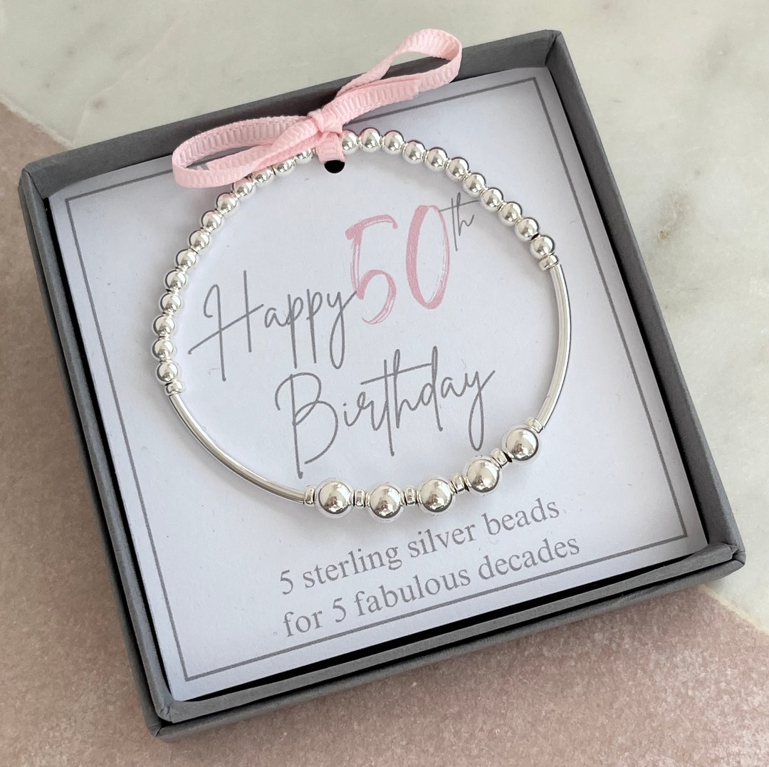 50th Birthday Beaded Bracelet, 5 Decades Bracelet, 50th Birthday Gift ...