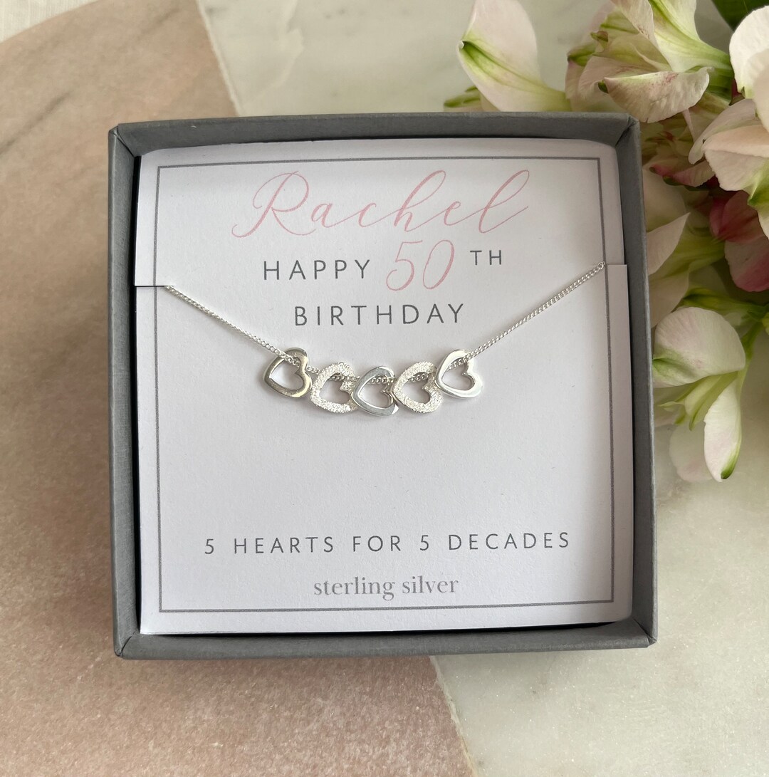 50th Birthday Necklace for Her, 5 Decades Necklace, 50th Birthday Gift ...