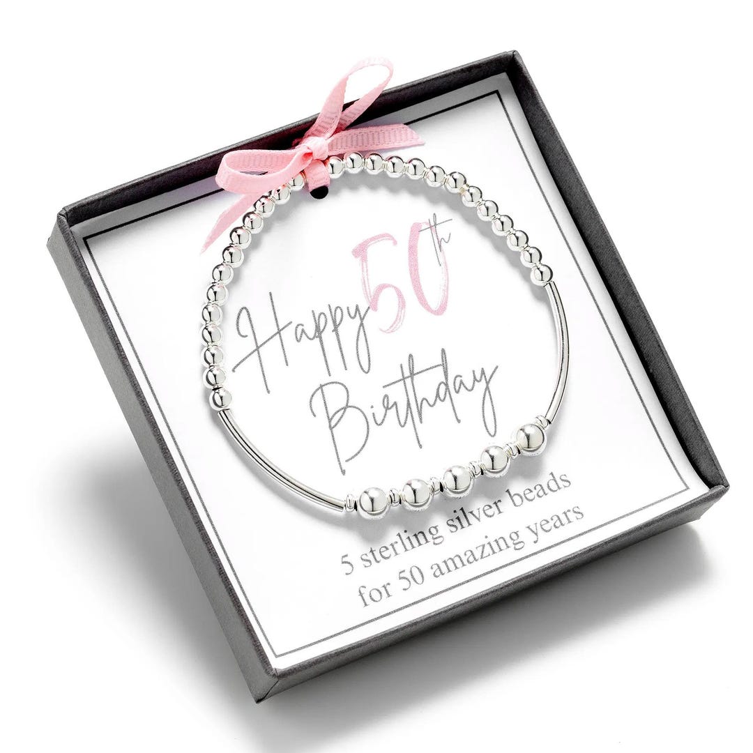 50th Birthday Beaded Bracelet, 5 Decades Bracelet, 50th Birthday Gift ...