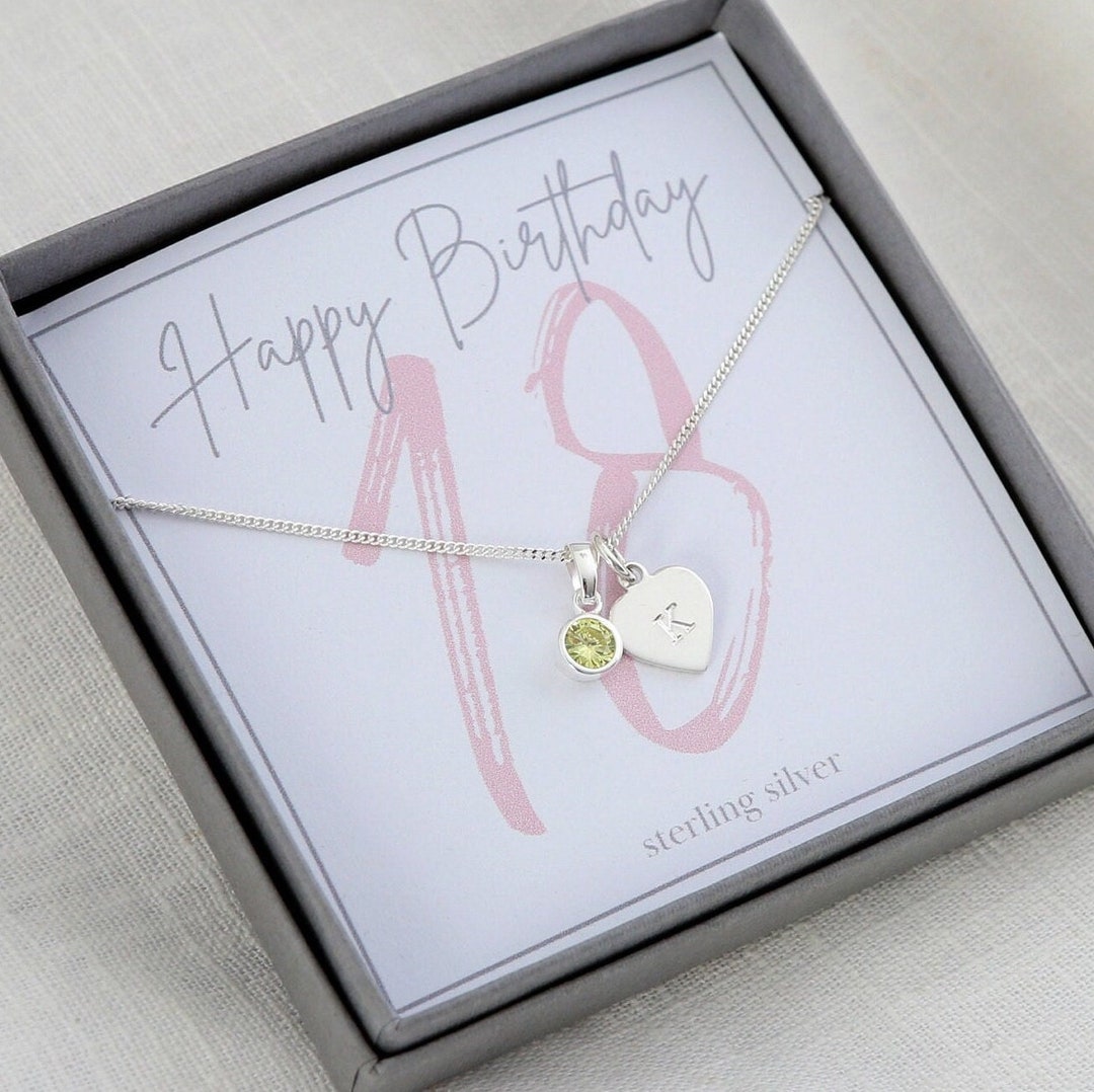 Personalised 18th Birthday Birthstone Necklace, Girls 18th Birthday ...