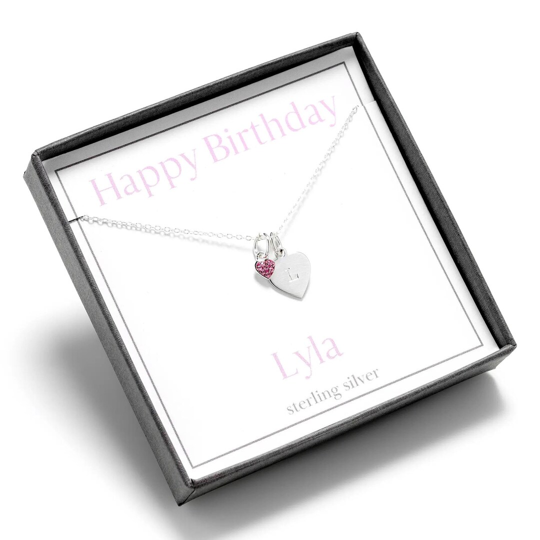 Girls Silver Heart Necklace, Personalised Necklace for Girls, Gift for ...