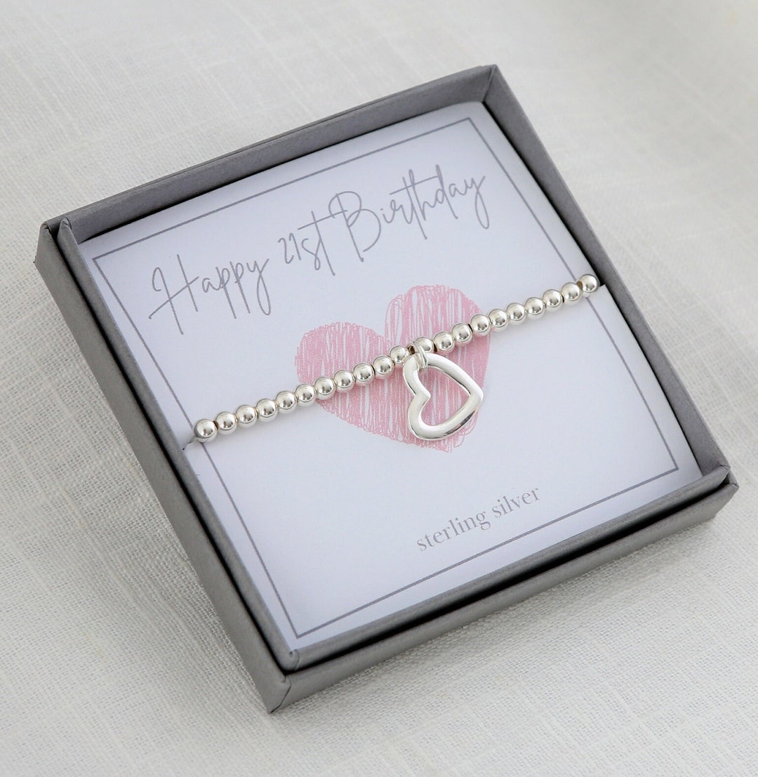 21st Birthday Heart Outline Necklace Girls 21st Silver - Etsy