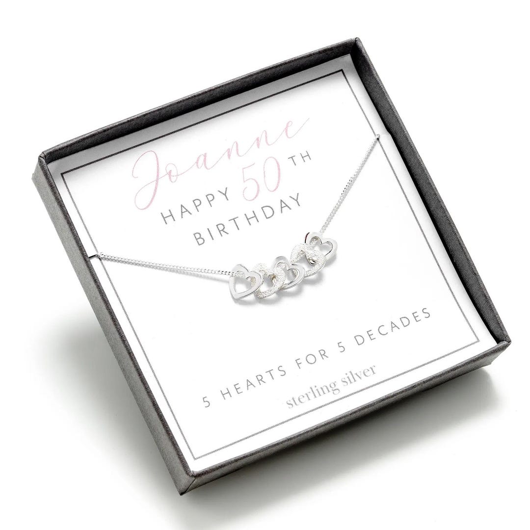 50th Birthday Necklace for Her, 5 Decades Necklace, 50th Birthday Gift ...