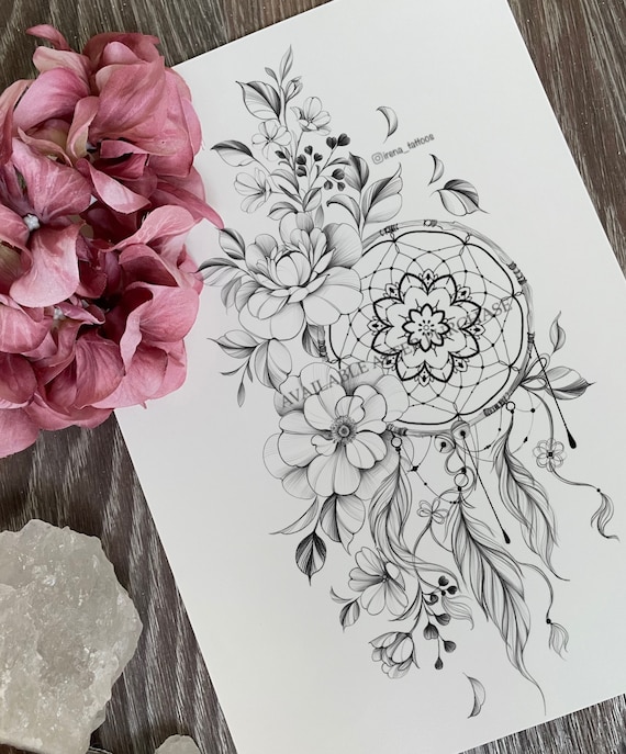 Tattoo Dreamcatcher With Flowers