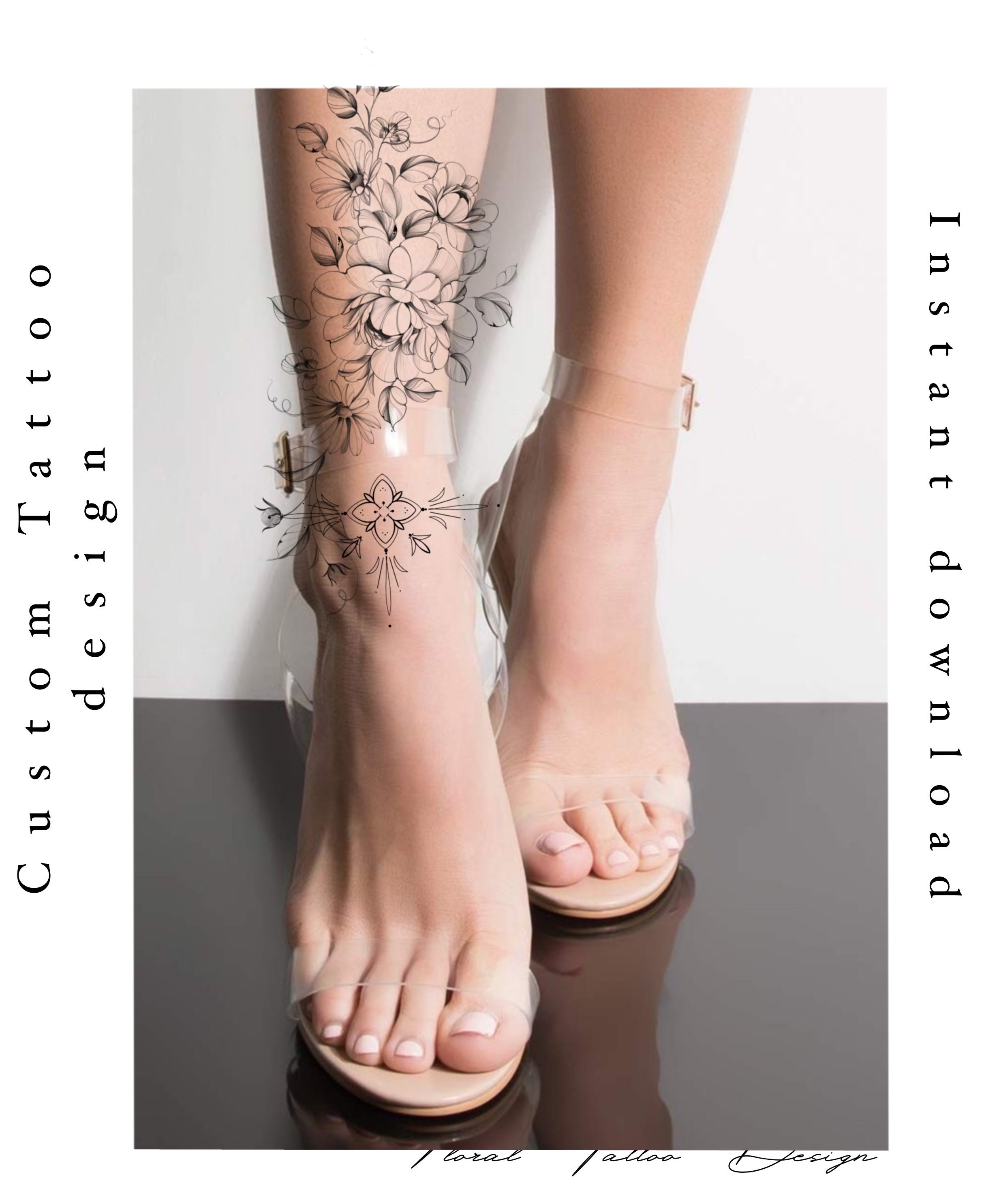 Tattoo Design Daisy Peony Flowers Instant Download - Etsy