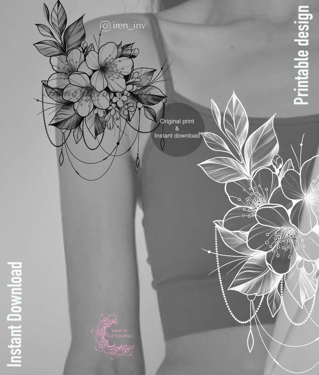 Tattoo Design | Spring Flowers | Digital Download | Instant Print - Etsy