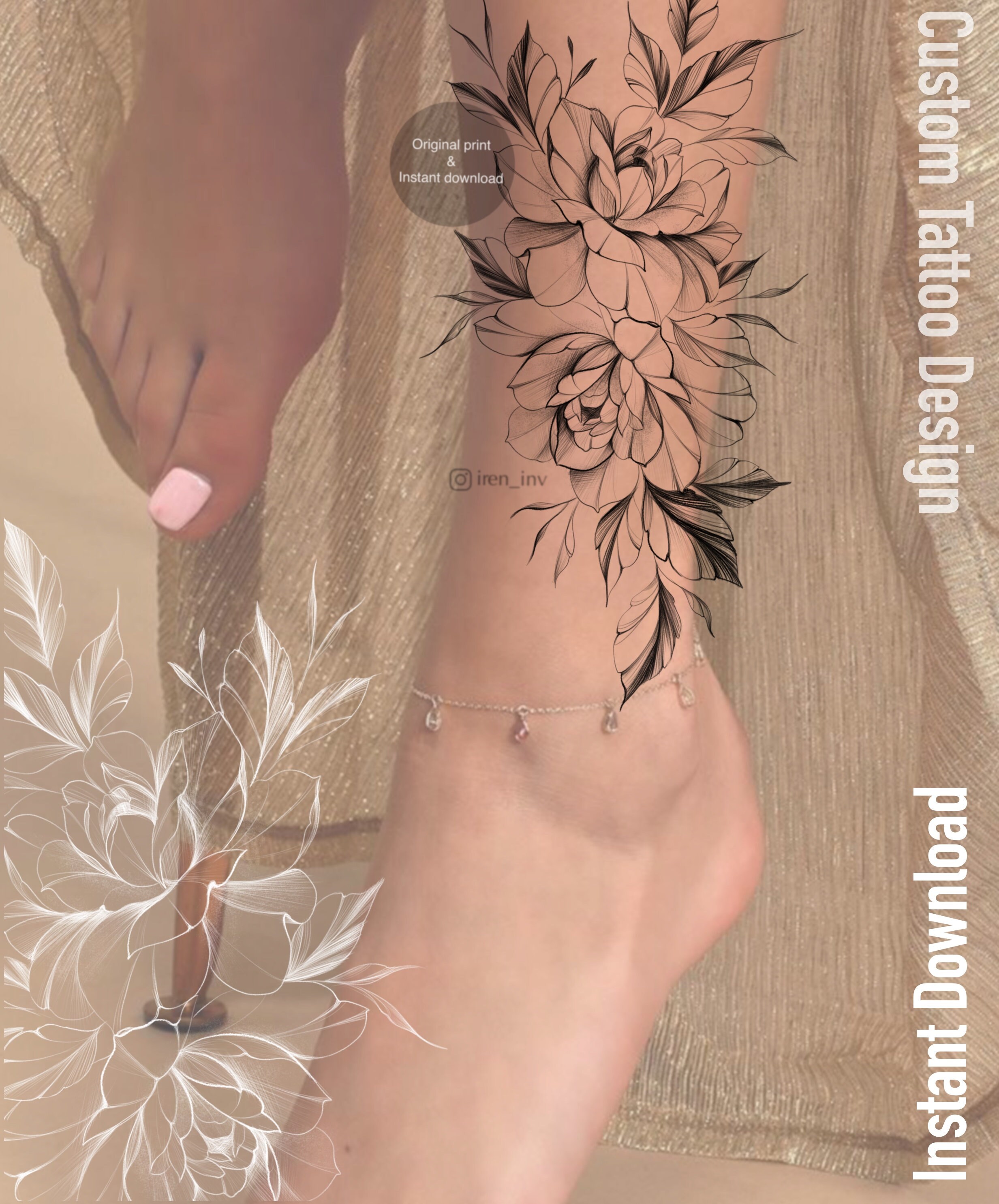 Custom Tattoo Design Rose Tattoo Instant Download | Etsy