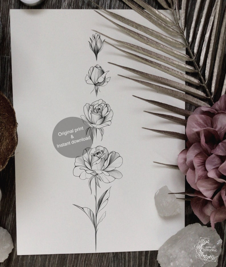 The Rose Tattoo Design Instant Download Printable Stencil - Etsy