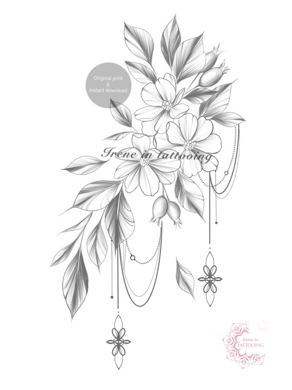 Flower Tattoos On Lower Hip