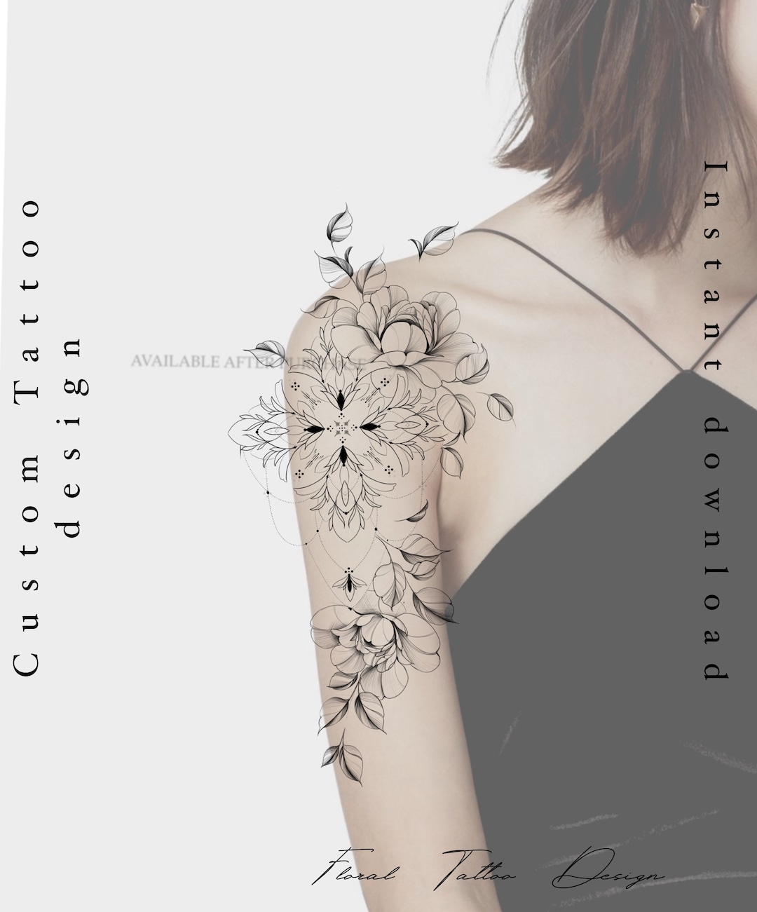 Tattoo Design | Mandala and Peonies Flowers | Instant Download ...