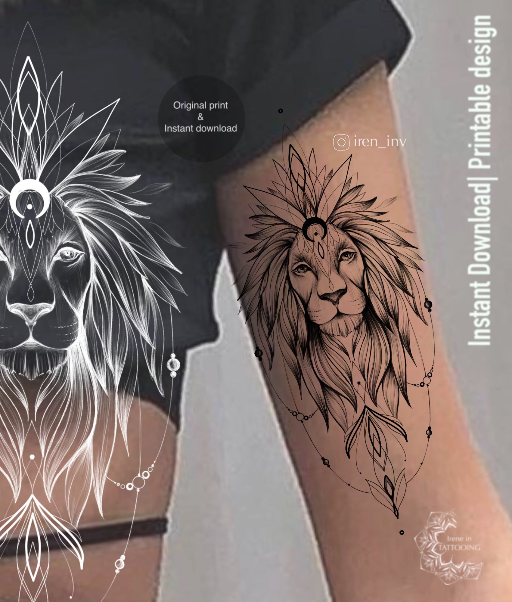 Lion Tattoo Design Instant Download Original Print - Etsy Canada