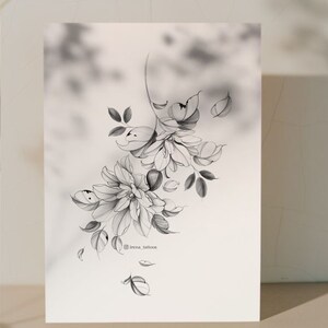 Magnolia Flowers Tattoo Design | Instant Download | Printable Stencil ...