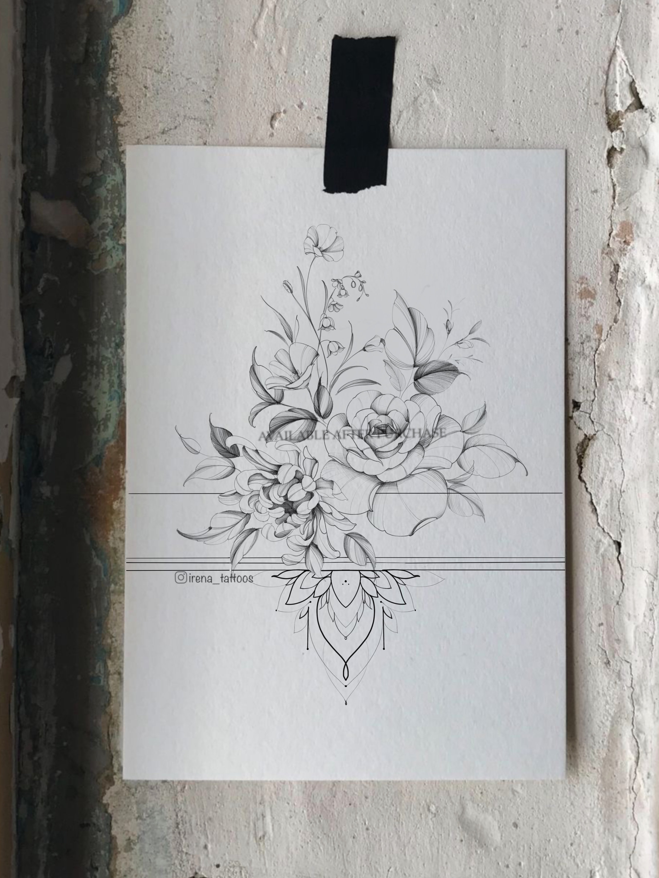 Peony Armband Tattoo Design | Printable Stencil (instant Download) - Etsy