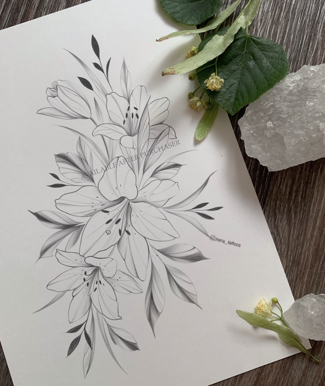 Lily Flower Tattoo Design Printable Stencil Oridinal Print - Etsy