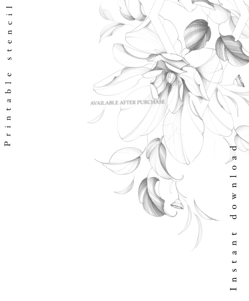 Magnolia Tattoo Design Geometric With Flowers Printable - Etsy