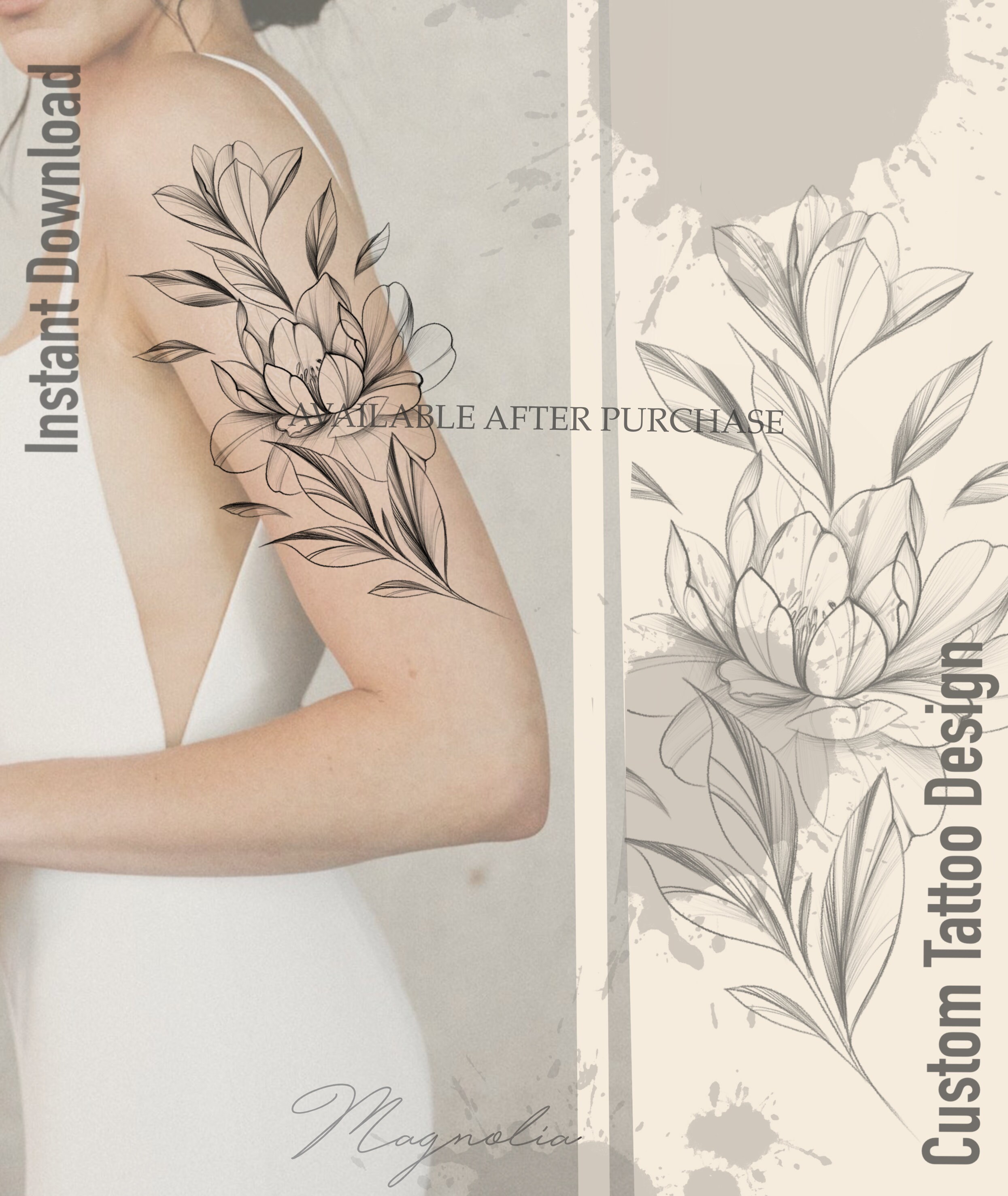 Magnolias Tattoo Design Instant Download Original Print - Etsy