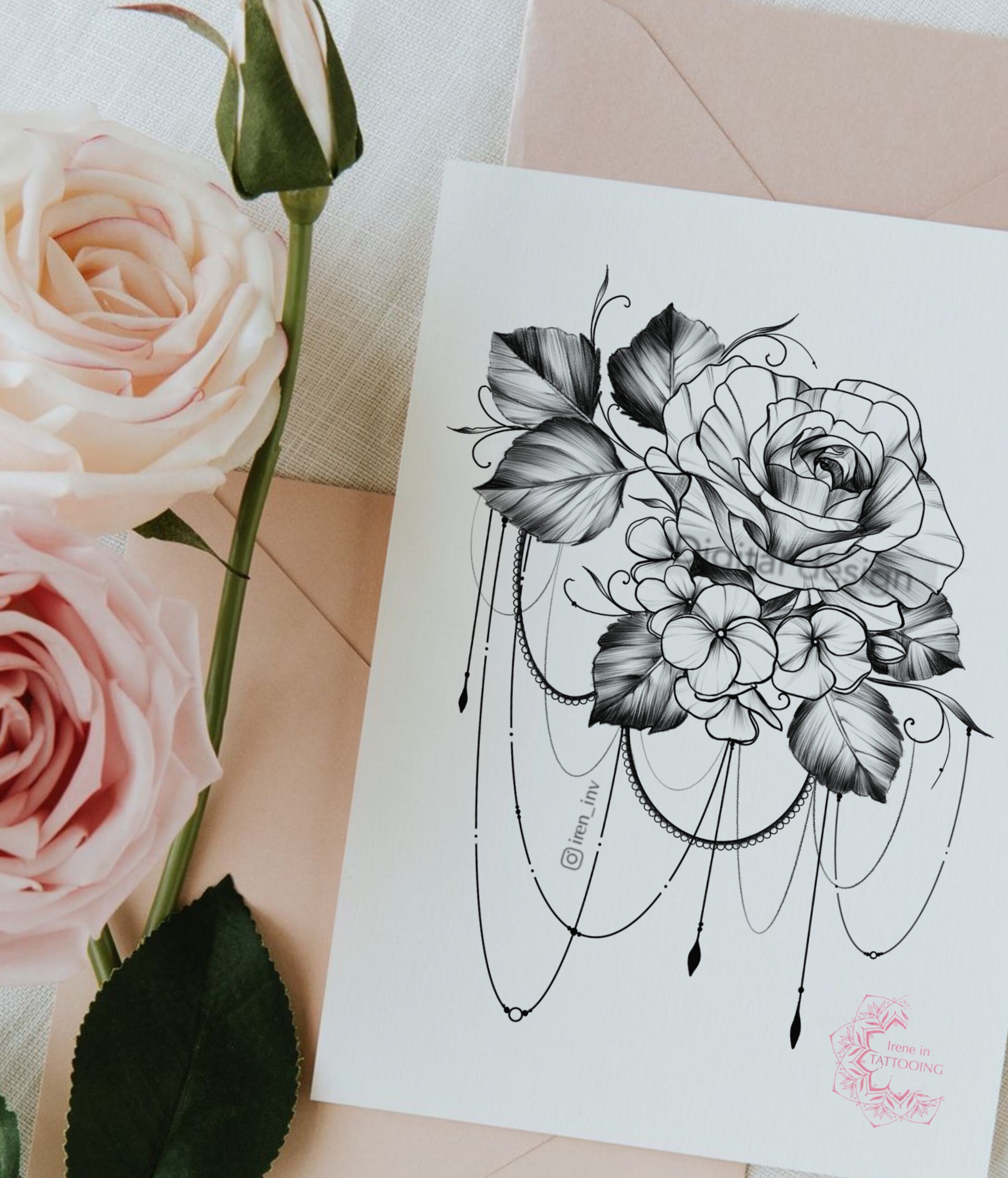 Rose Tattoo Design for Women Instant Download Printable - Etsy