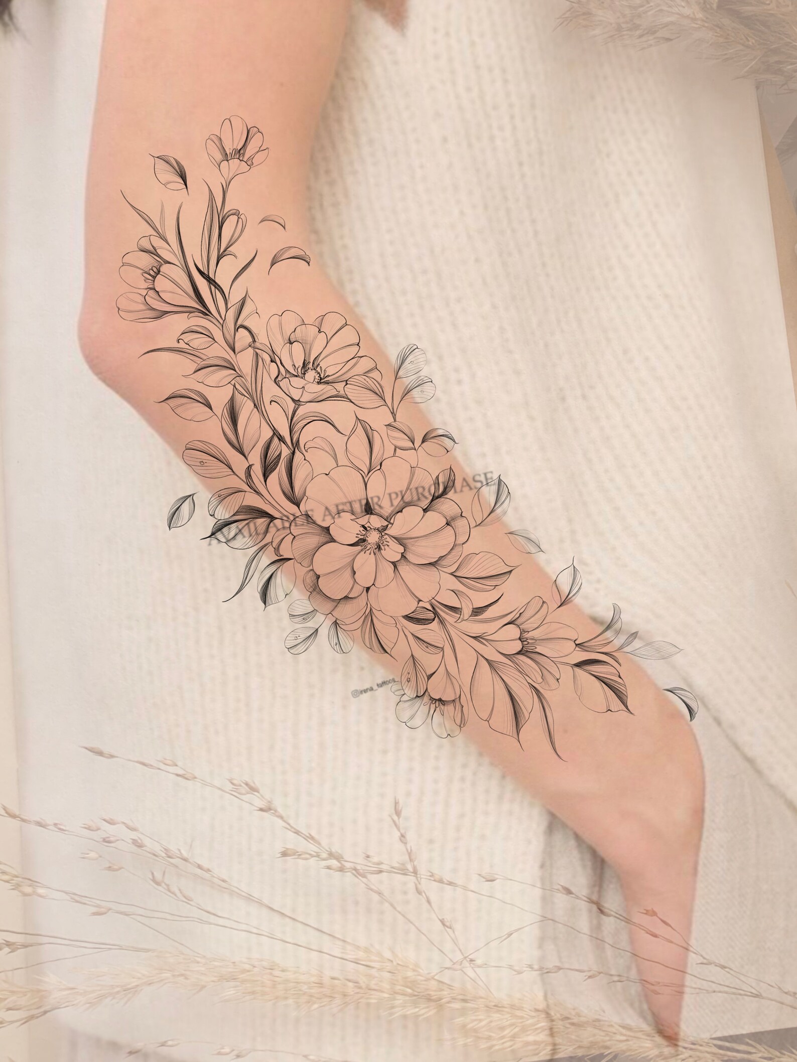 Flowers Tattoo Design Custom Tattoo Design Instant | Etsy