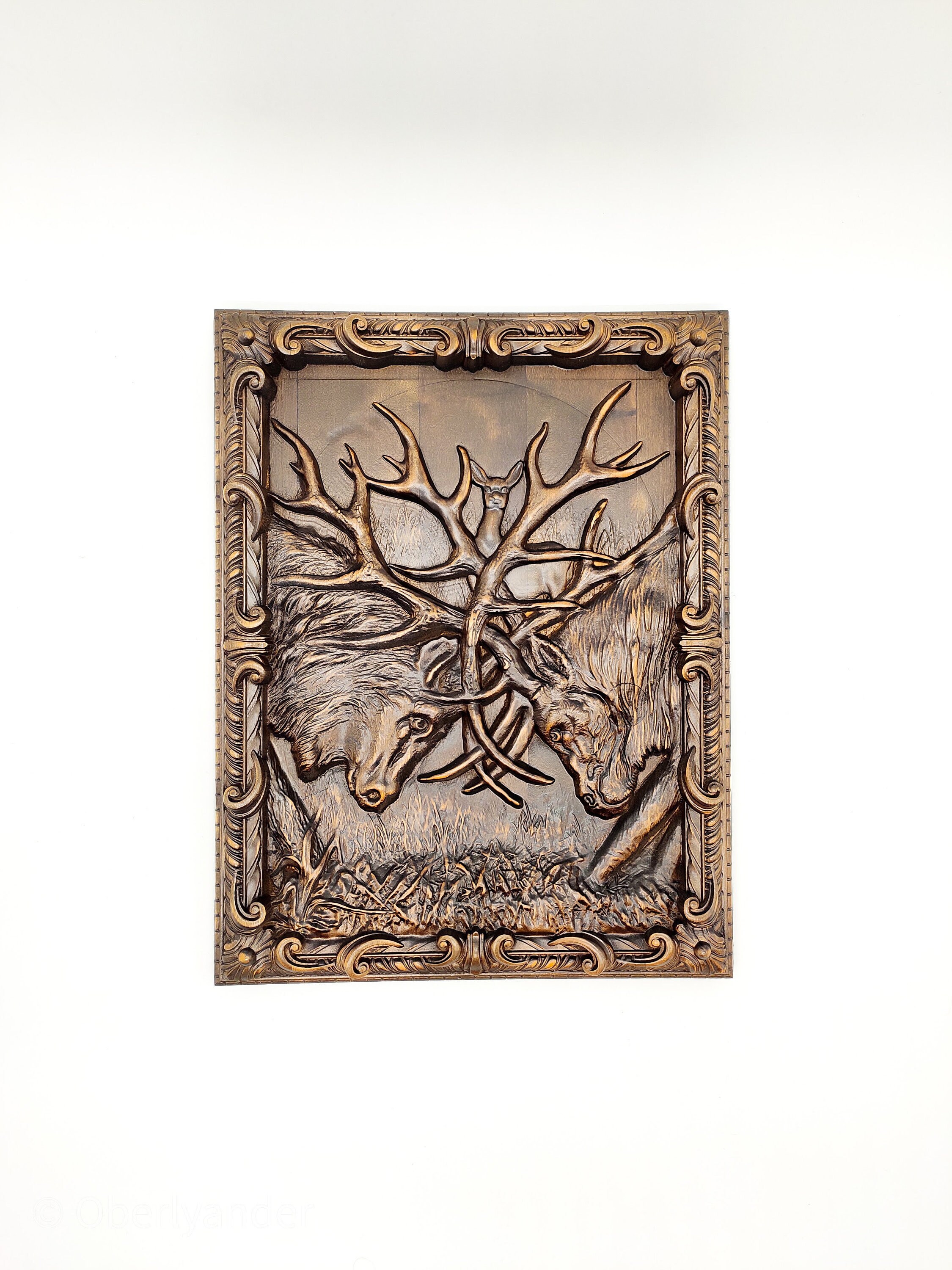 Wooden Carved Deer, Deer Sculpture, Carver Wall Art Deer, Wooden Deer ...