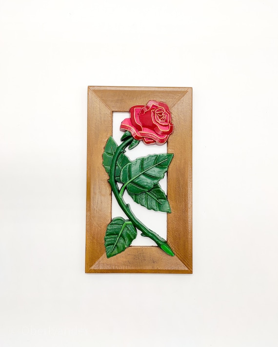 Wall Panel Art Rose Wood Wall Panel Wall Panel Decor Wood | Etsy