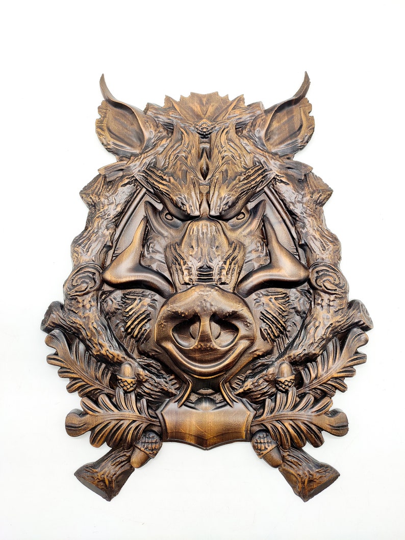 Wild Boar Face Wooden Carver Panel Wild Boar Face Wooden | Etsy