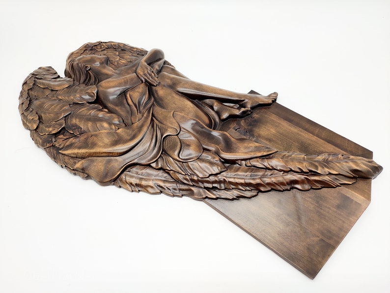 Wood Angel, Carved Angel Wood, Wooden Angel Wall Art, Wooden Angel ...