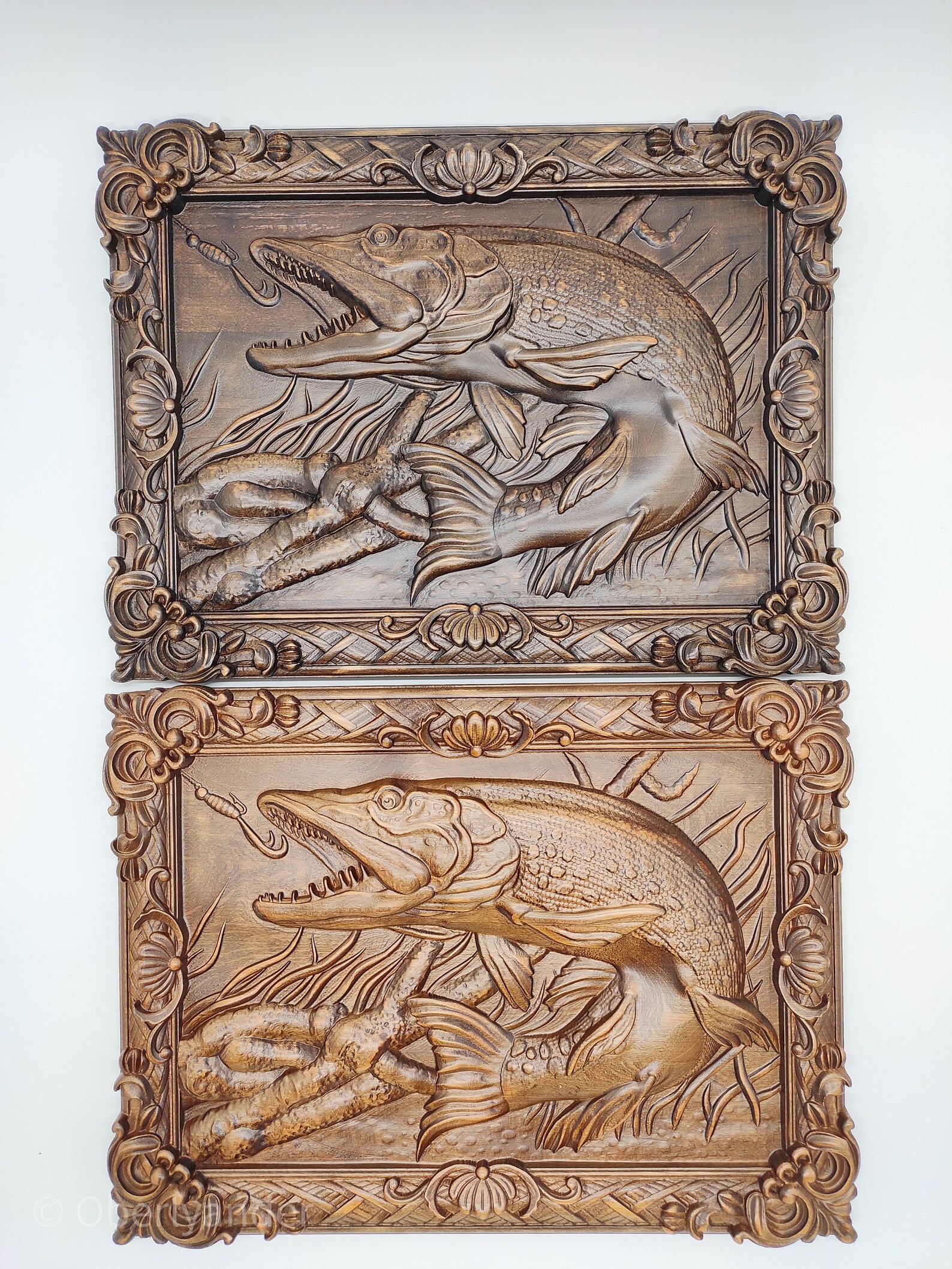 Fishing Wall Decor, Fishing Decor Art, Fisherman Gift, Wooden Carver ...