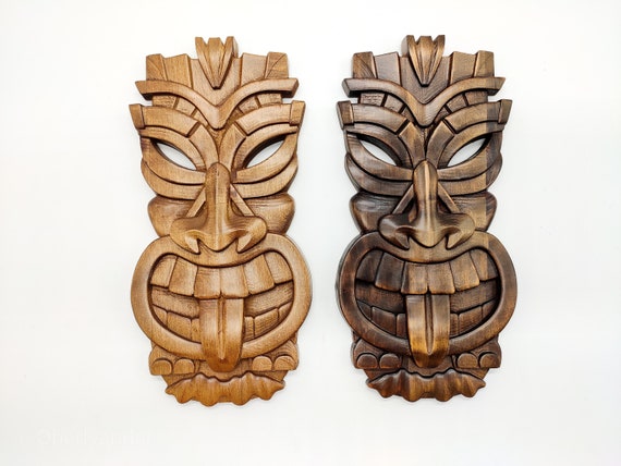 Tiki Mask Wood Carved Wood Mask African Wood Mask Wooden | Etsy