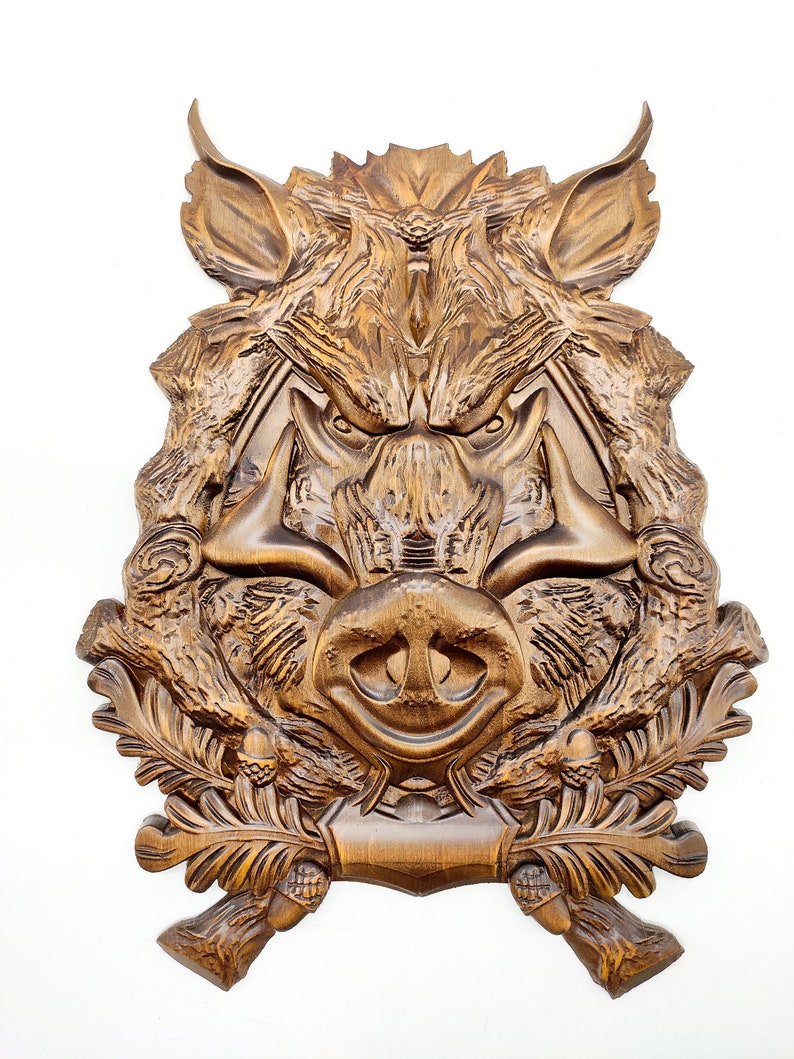 Wild Boar Face Wooden Carver Panel Wild Boar Face Wooden | Etsy