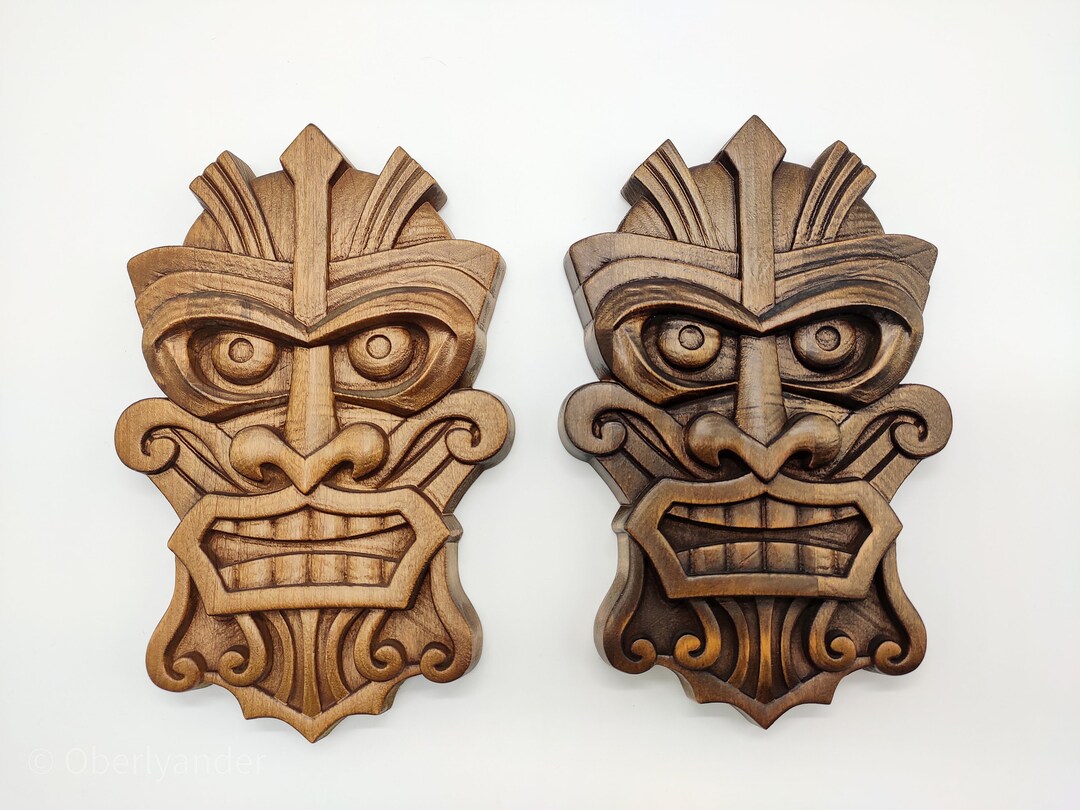 African Wood Tiki Mask, Wooden Tiki Mask, Wood Decor, Wall Decor, Wall ...