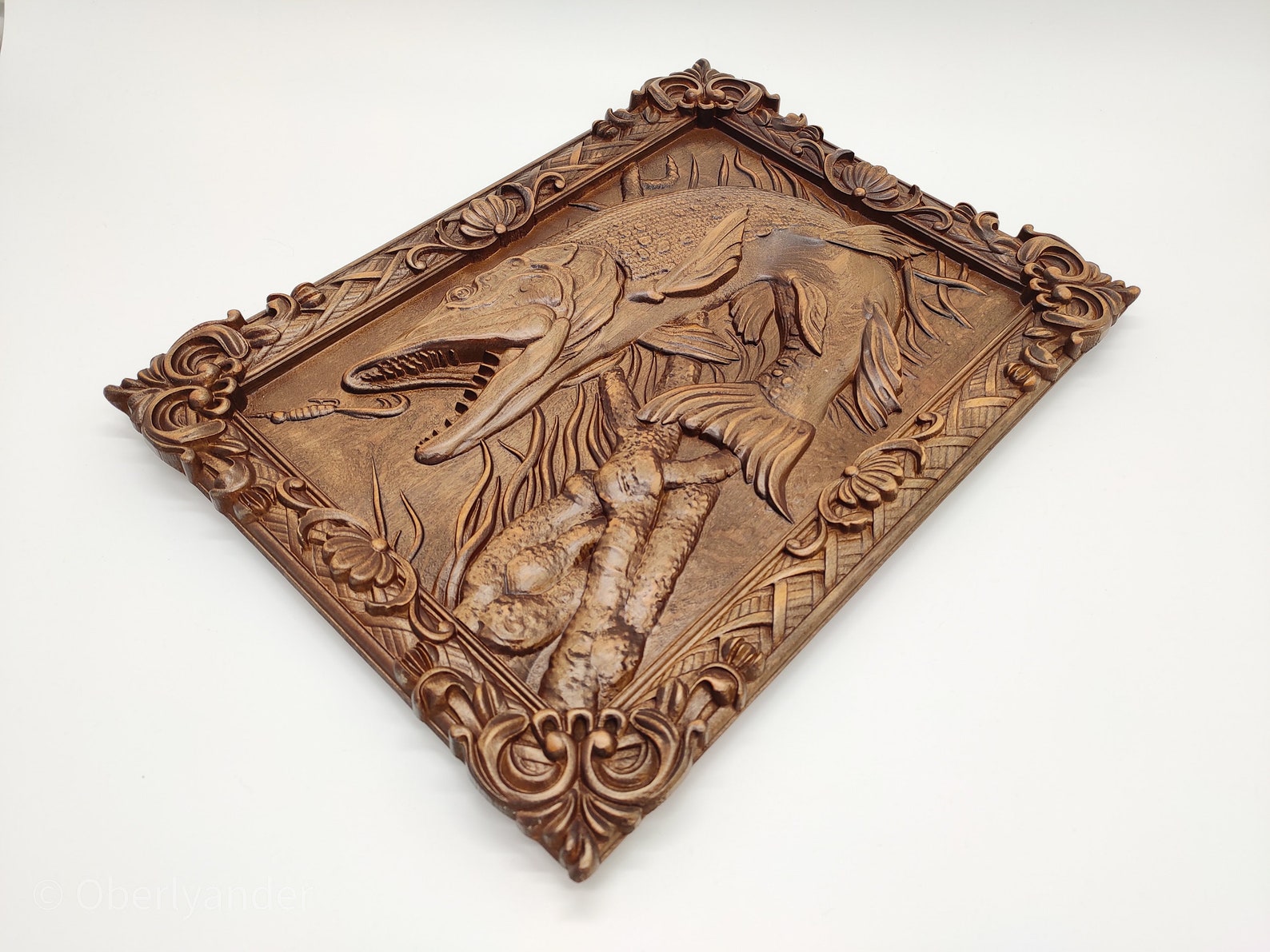 Fishing Wall Decor, Fishing Decor Art, Fisherman Gift, Wooden Carver ...