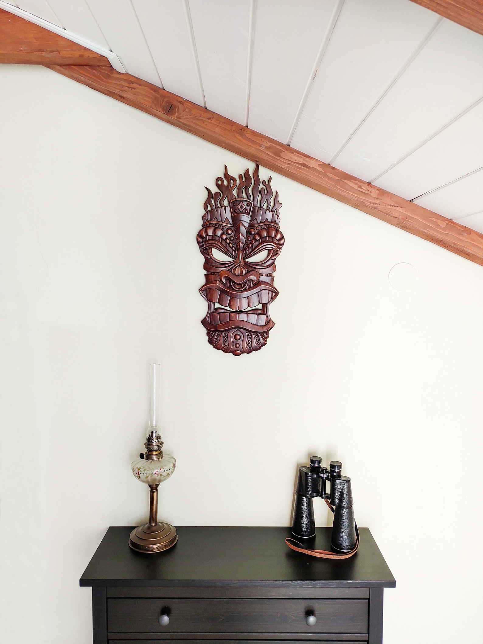 Wood Mask Wall Art, Wood Tribal Mask, Tiki Mask Wood, Carved Wood Mask ...
