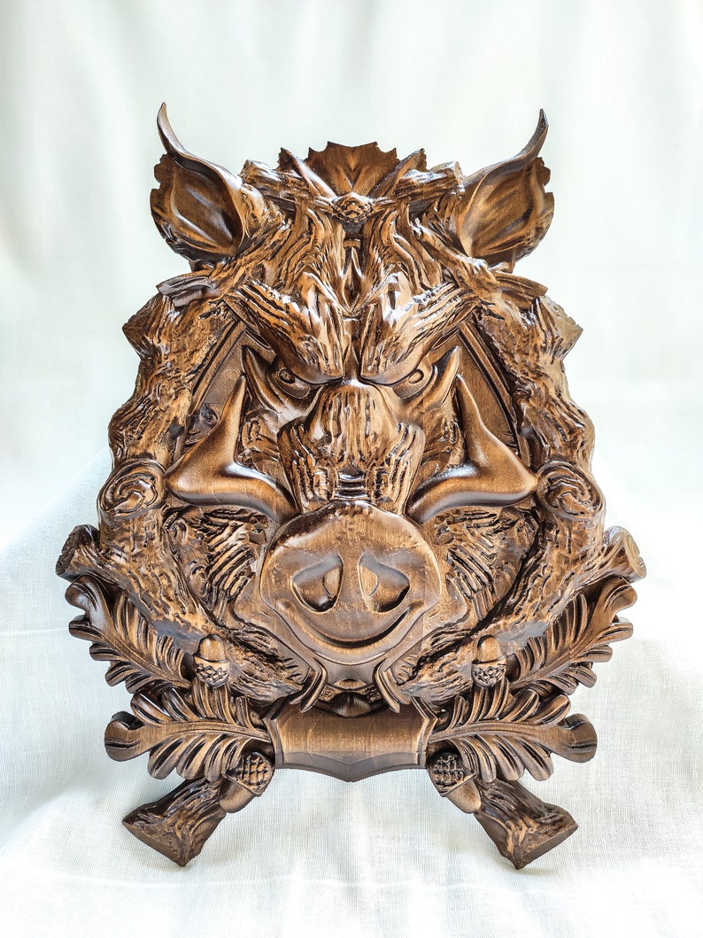 Wild boar face Wooden Carver Panel Wild boar face Wooden | Etsy