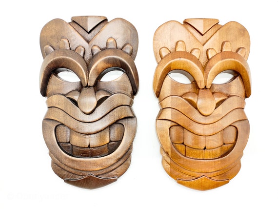 Wooden Mask Wood Tribal Mask Tiki Mask Wood Carved Wood - Etsy