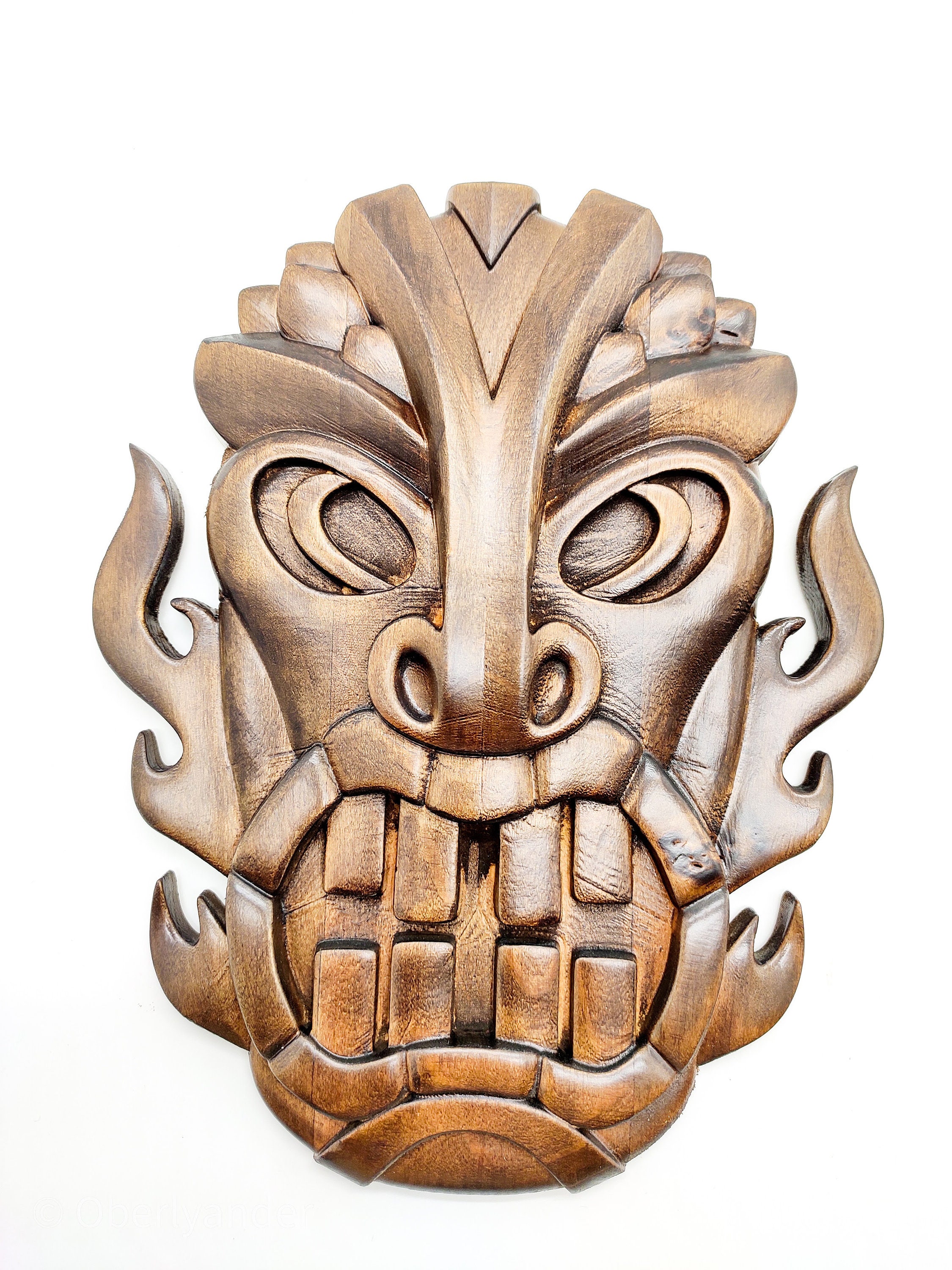 Carved Wood Mask, African Wood Mask, Wooden Tiki Mask, Wood Decor, Wall ...