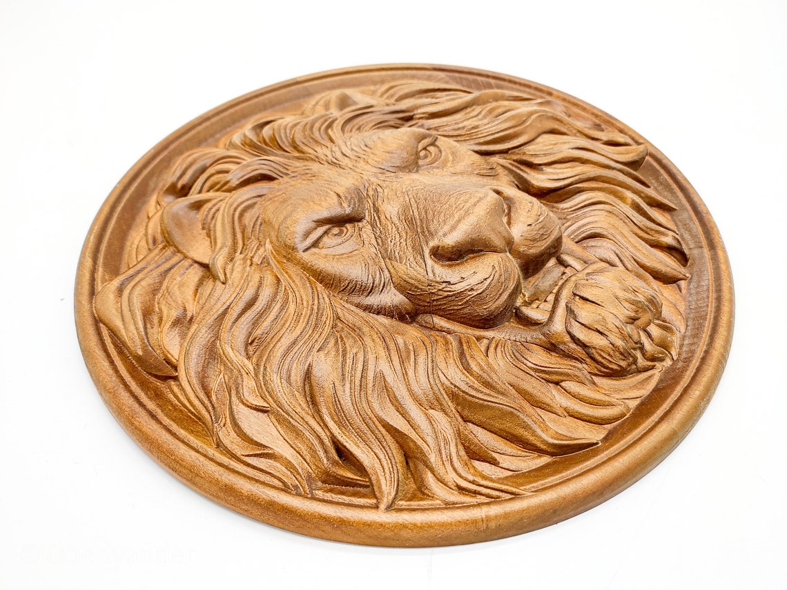 Wall Ornament Lion Lion Head Wooden Carver Panel A Lion | Etsy