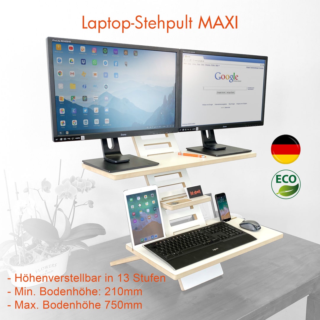 Laptop High-desk MAXI, Standing Desk, Adjustable Monitor Attachment ...