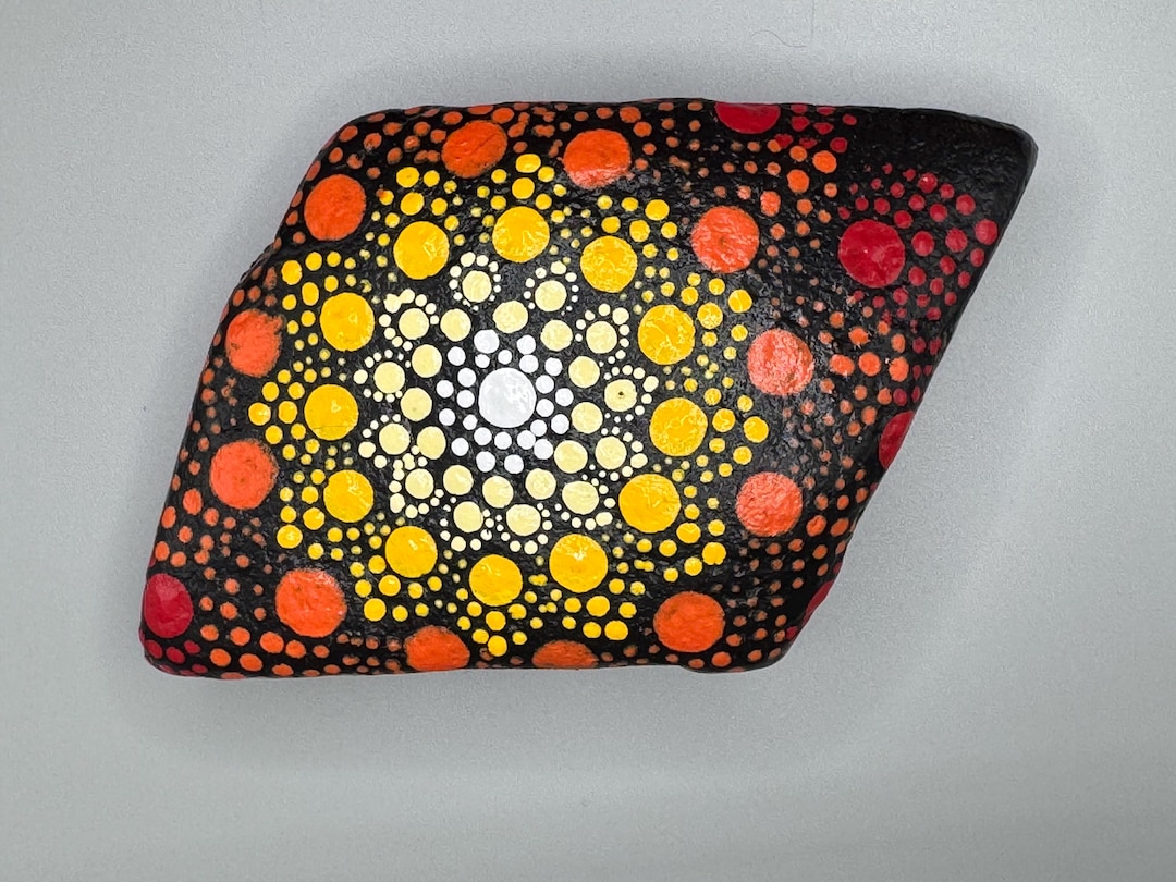 Hand Painted Mandela Design Riverstone - Etsy