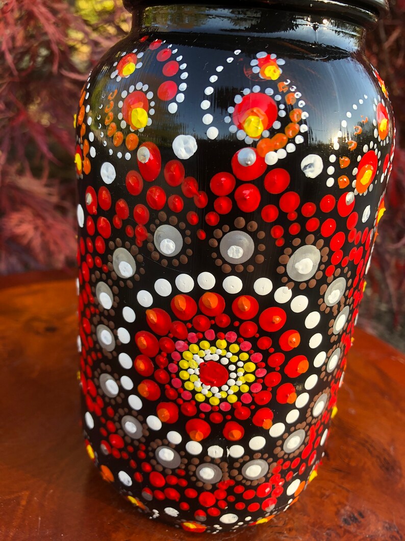 Hand Painted, Mandala Dot, Mason Jar With Pump - Etsy