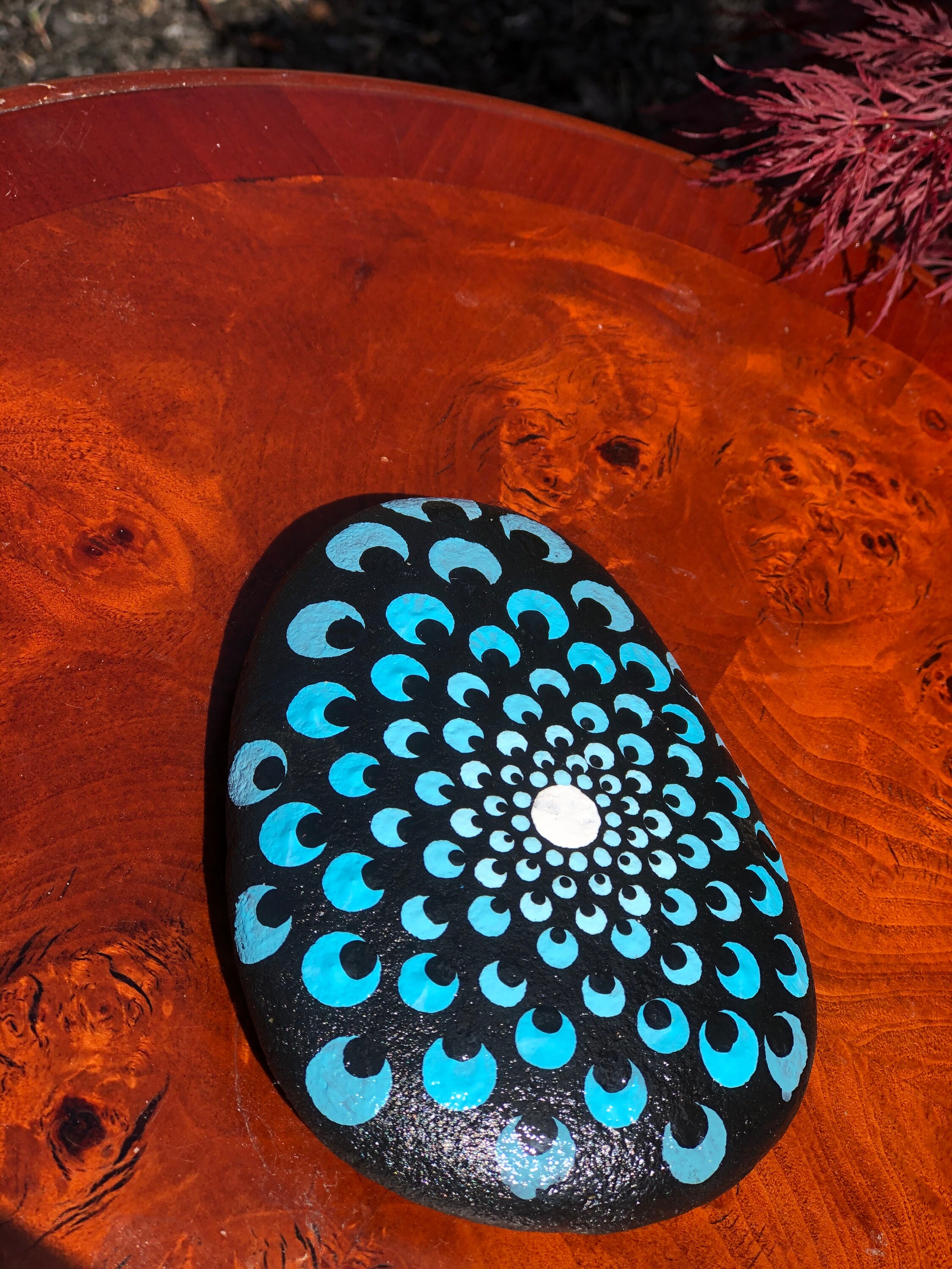 Blue Mandala Dot Painted Stone - Etsy